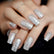 Transparent Acrylic Artificial Nails Silver Glitter Pre-designed Finge ...